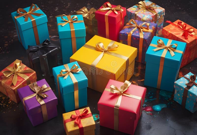 A Lot of Coloured Gift Boxes Stock Image - Image of pink, heap: 306812869