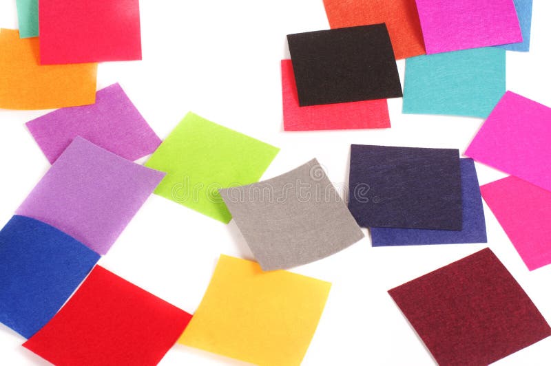 Various Colors Square Felt Samples for Textile Design Stock Photo ...