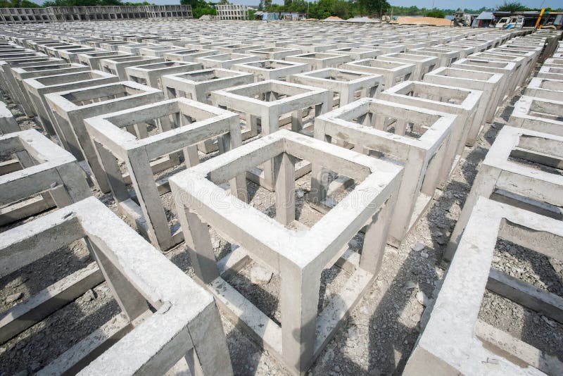 A Lot of Low Quality Precast Concrete Box on Open Space Stock Image ...