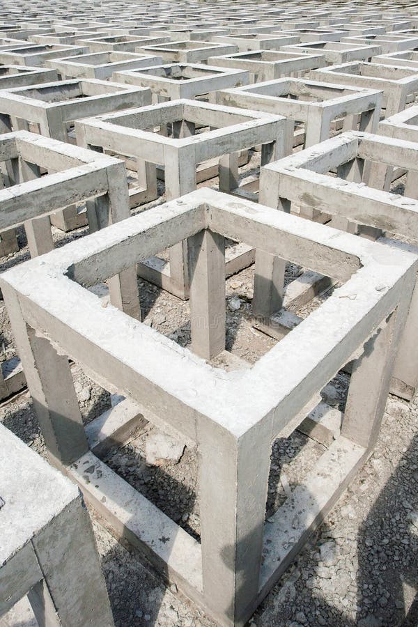 A Lot of Low Quality Precast Concrete Box on Open Space Stock Image ...