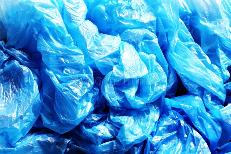 A Lot of Crumpled Blue Plastic Bags Stock Photo - Image of accumulation ...