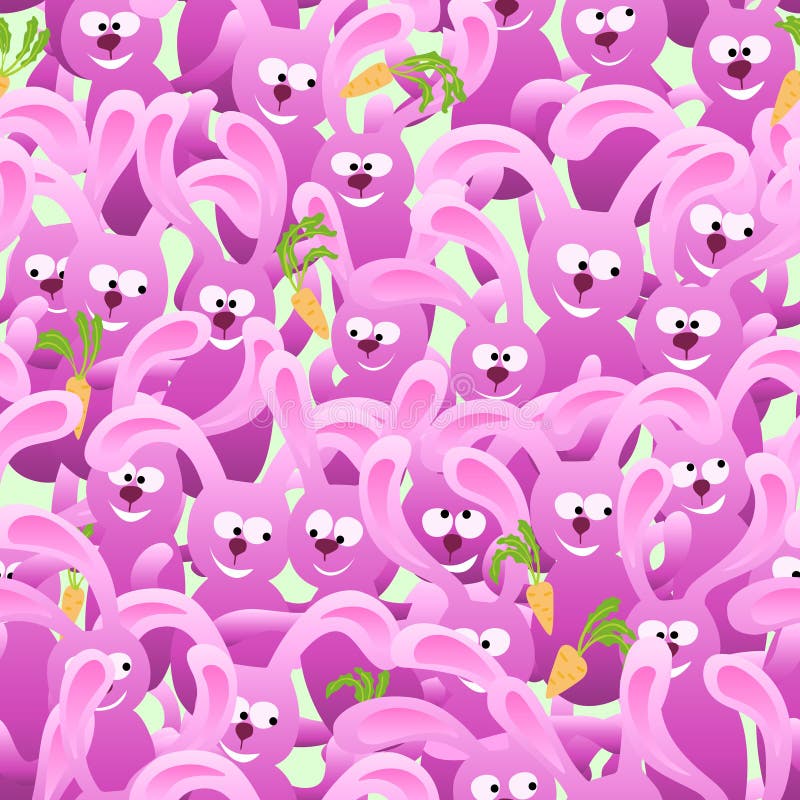 A Lot of Cute Smiling Rabbits. Seamless Pattern with Dancing Animals ...
