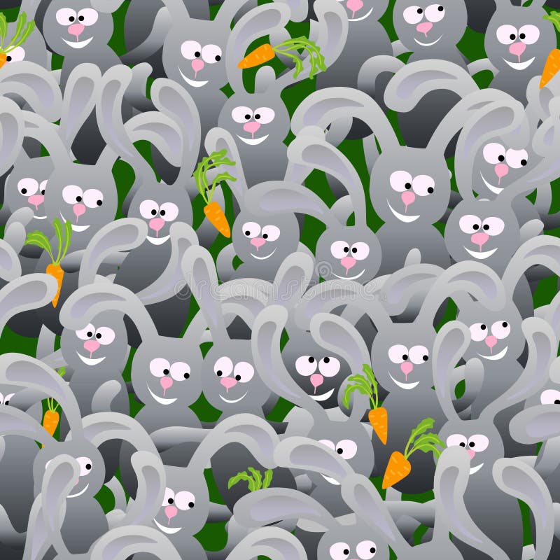 A Lot of Cute Smiling Rabbits. Seamless Pattern with Dancing Animals ...