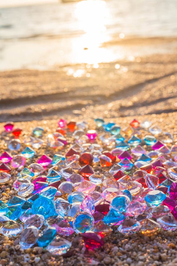 Colorful Gemstones on the Beach Stock Photo - Image of colorful ...