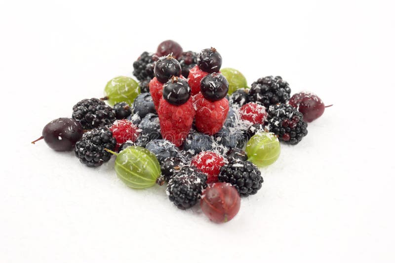 Lot of Different Berries in the Shape of a Square on a White Background ...