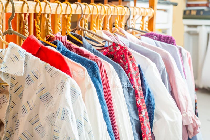 Lot of Different Clothes on Hangers Stock Image - Image of choice, heap ...