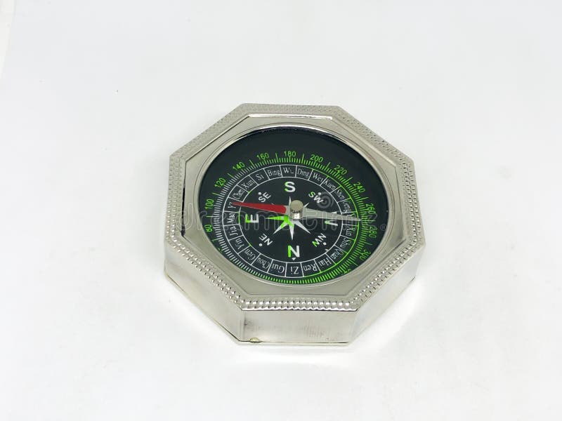 Compass Assortment and White Background Stock Photo - Image of rose ...