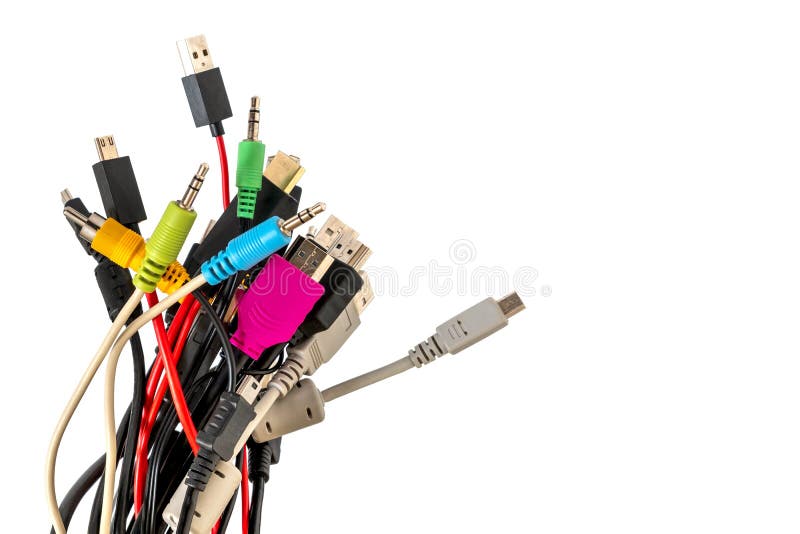 Different Computer Cables and Plugs Stock Photo - Image of connection ...