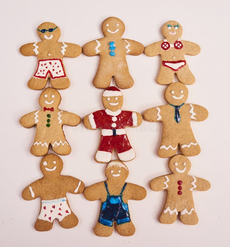 A Lot of Different Gingerbread Man on White Background Stock Image ...