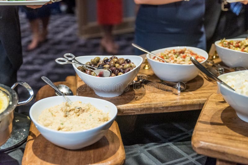 Lot of Different Kinds of Food in Bowls Being Served at a Wedding ...