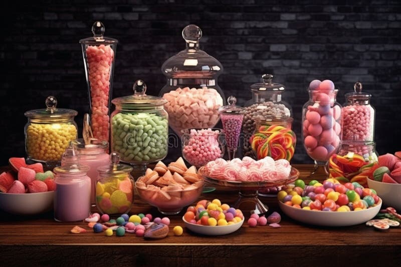 Lot_of_different_sweets_on_the_table_1696418581634_1 Stock Illustration ...
