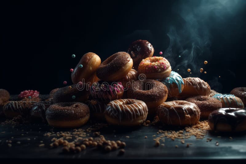 A Lot of Donuts. Generative AI Stock Illustration - Illustration of ...