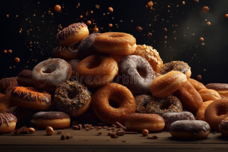 A Lot of Donuts. Generative AI Stock Illustration - Illustration of ...