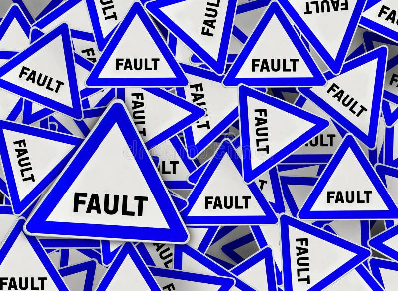 A Lot of Fault on Blue Triangle Road Sign Stock Illustration ...