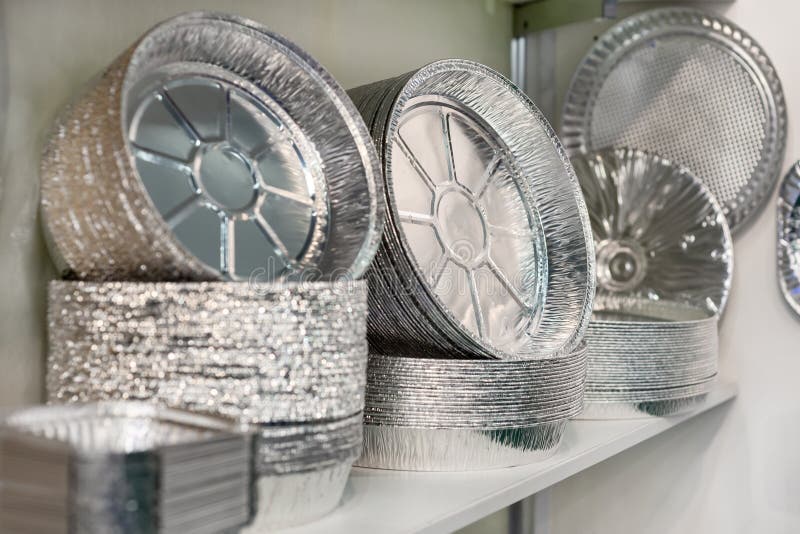 A Lot of Food Aluminum Containers. Stock Image - Image of chrome, empty ...