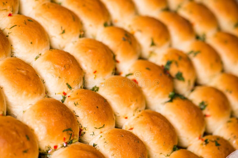 A Lot of Freshly Baked Buns As a Background, Texture, Flat Lay. Stock ...