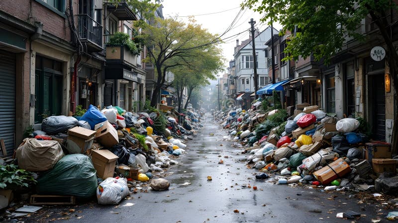 A lot of garbage in town stock illustration. Illustration of poverty ...