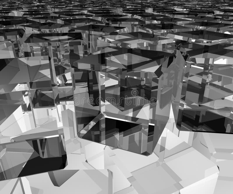 A lot of glass cubes stock illustration. Illustration of reflection ...