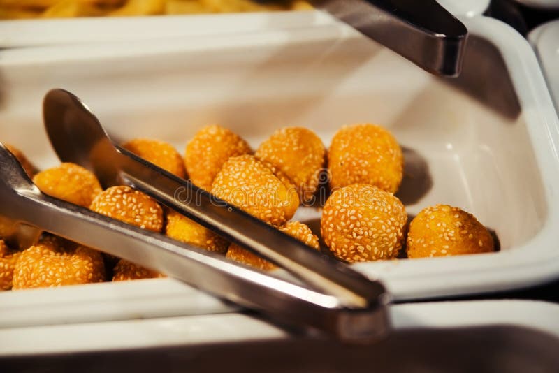 A Lot of Glutinous Rice Sesame Balls Stock Photo - Image of dinner ...