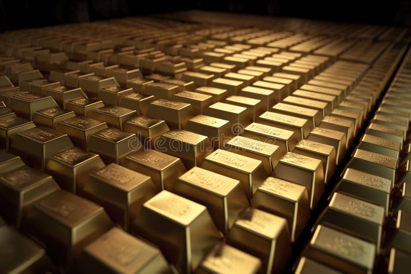A Lot of Gold Bars. Generative AI Stock Illustration - Illustration of ...