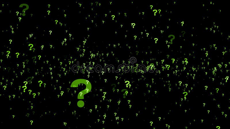 A Lot of Green Question Marks on a Black Background. 3D Rendering Stock ...