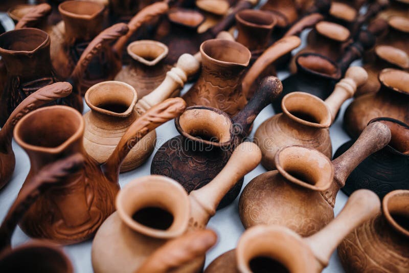 A Lot of Handmade Clay Vessels Stock Image - Image of vintage, tourism ...