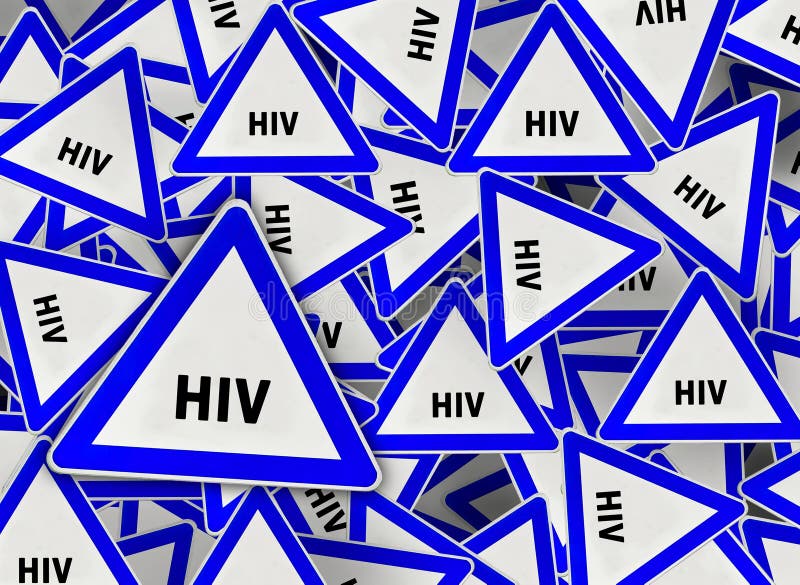 A Lot of Hiv Triangle Road Sign Stock Illustration - Illustration of ...