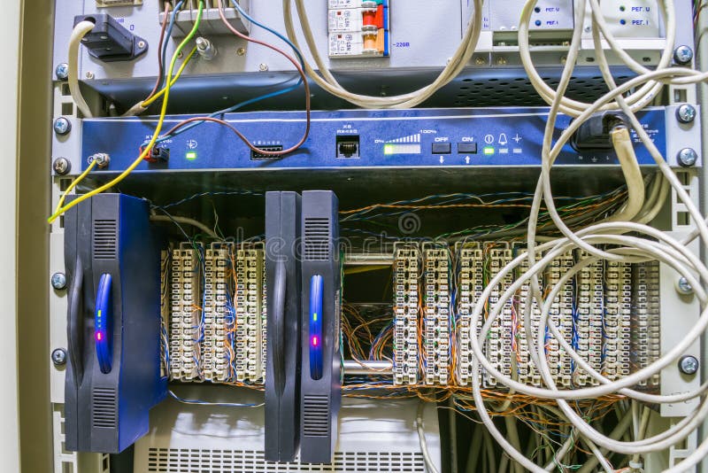 A Lot of Internet Equipment is Contained in the Switching Cabinet. the ...