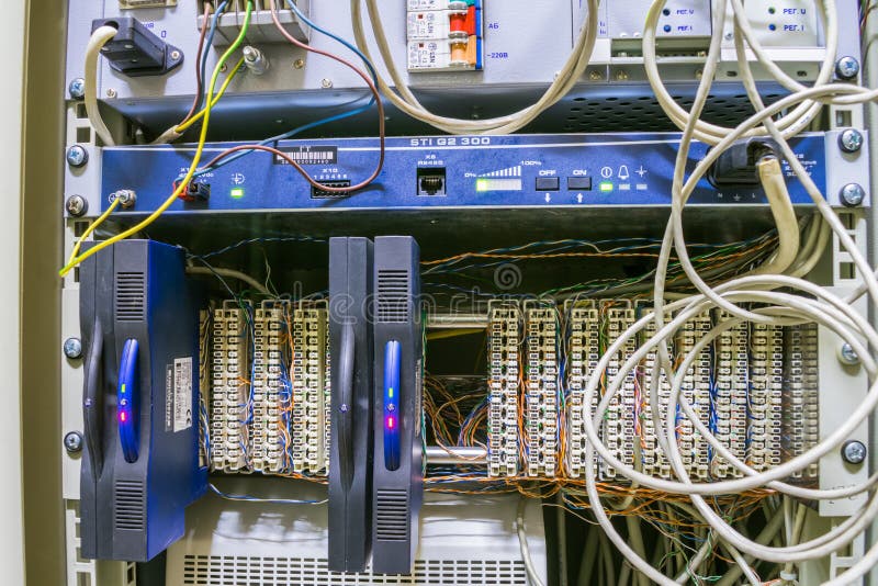 A Lot of Internet Equipment is Contained in the Switching Cabinet. the ...
