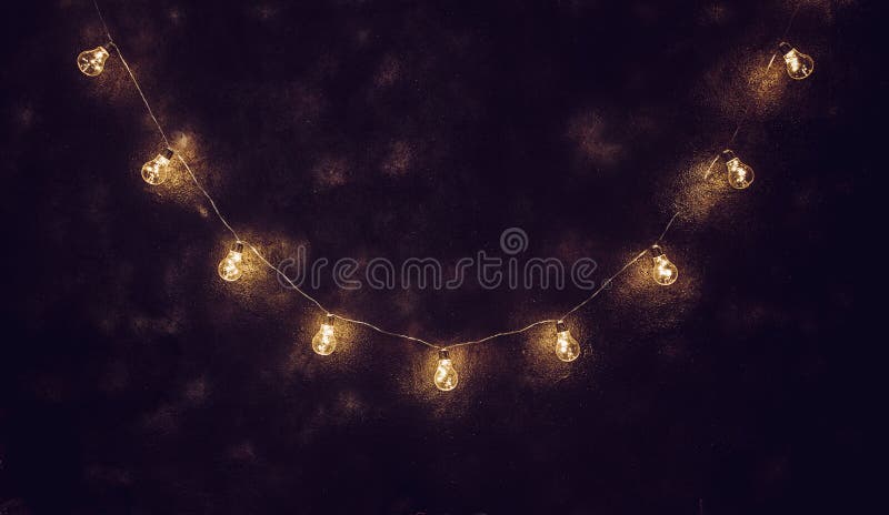 Lot of Light Bulb Shape Party String Lights in a Row Illuminated in ...