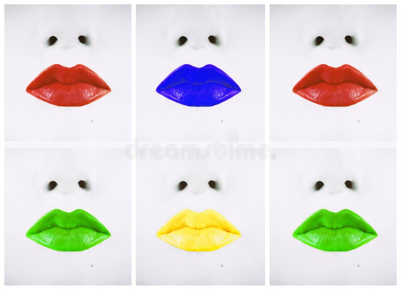 A Lot of Lips Different Colors Stock Image - Image of green, white ...