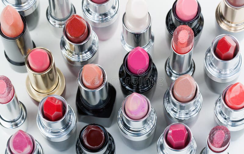 Lot of Lipstick on a White Background Stock Image - Image of personal ...
