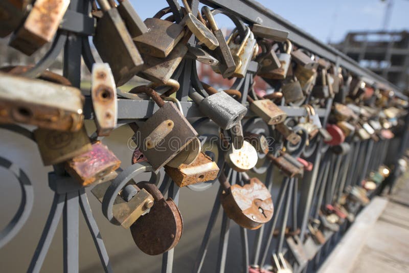 A lot of locks stock image. Image of wedding, railings - 93290817