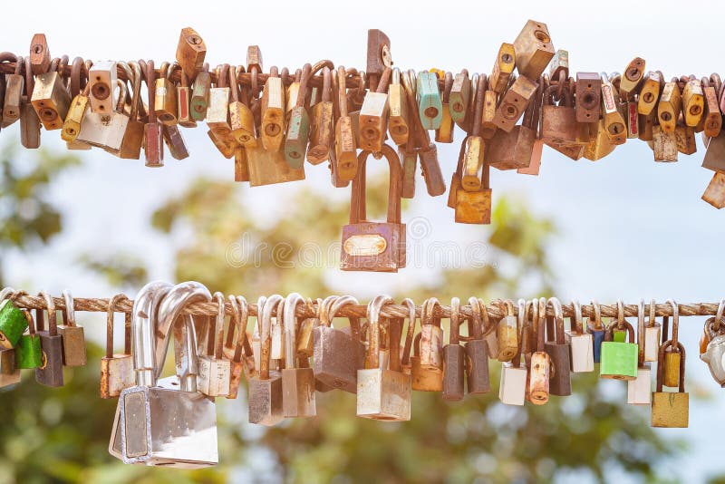 A lot of love padlocks stock photo. Image of metallic - 85033206