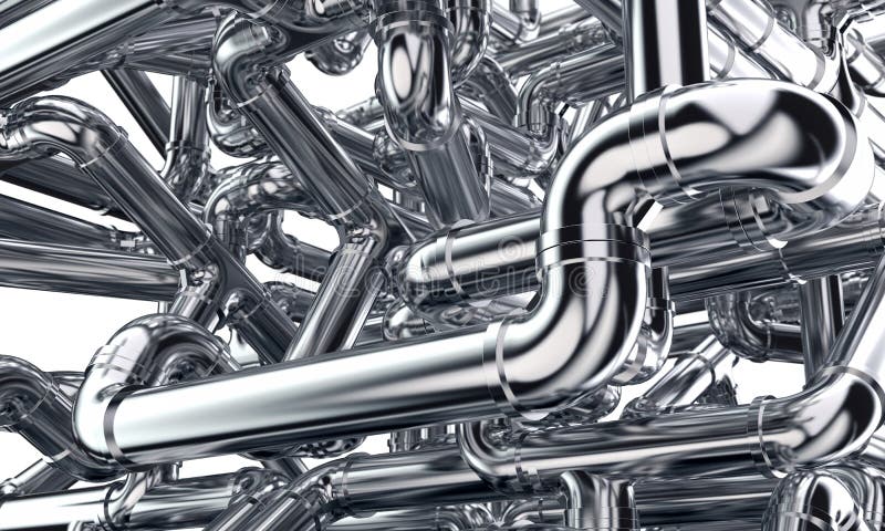 Lot of Metal Pipes are Forming a Maze Stock Illustration - Illustration ...