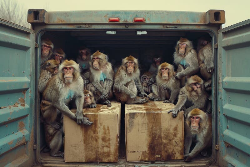 A Lot of Monkeys are Transported in a Truck Stock Image - Image of ...