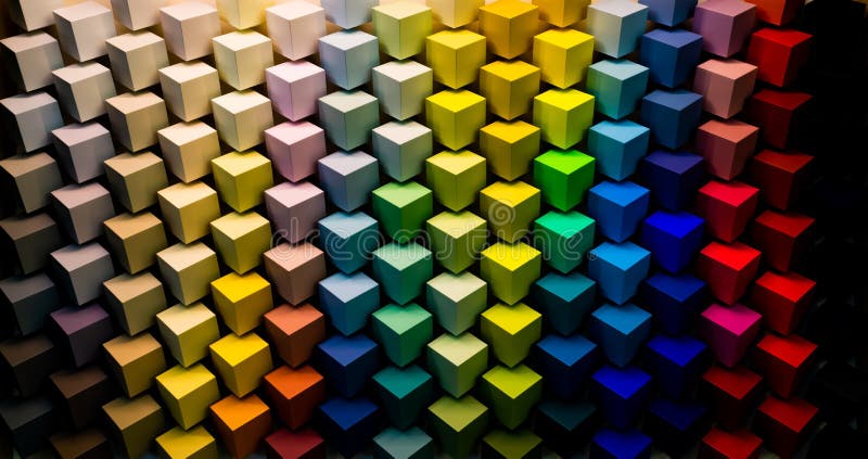 A Lot of Multi-colored Cubes. Technological Solution. 3D Illustration ...