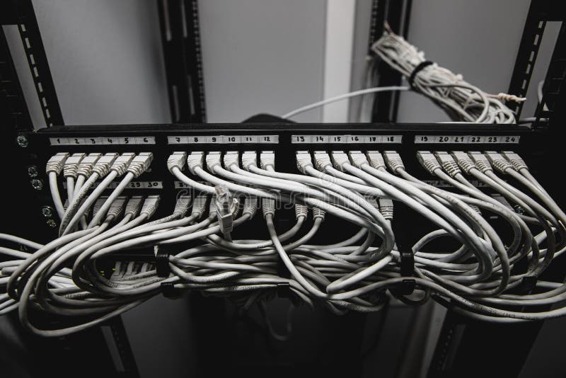 A Lot of Network Cables Connected in a Big Network Switch Stock Image ...