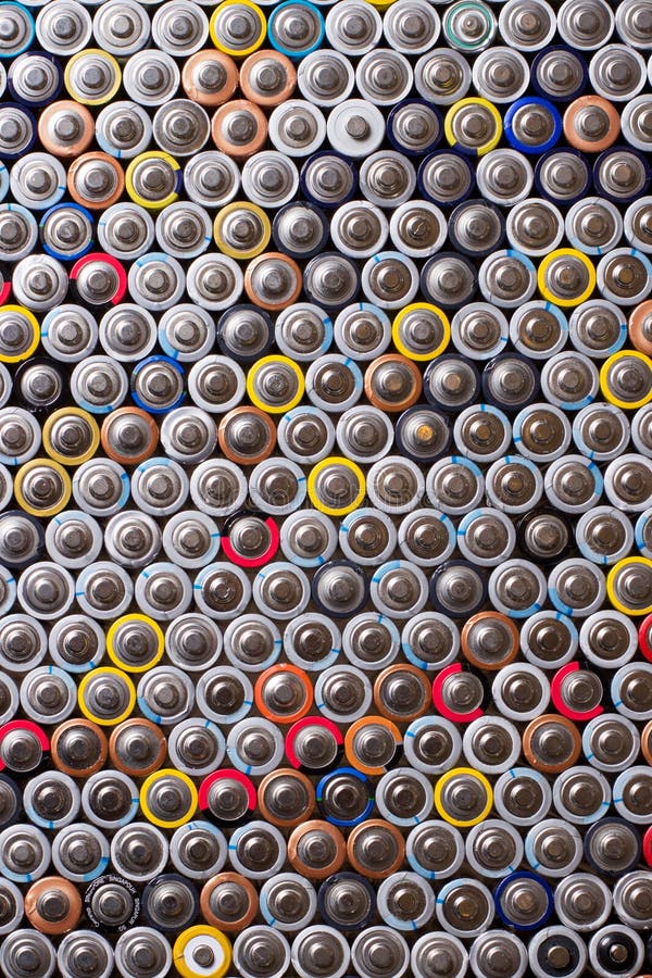 A Lot of Old AAA Batteries Lined Up in a Row Stock Image - Image of ...