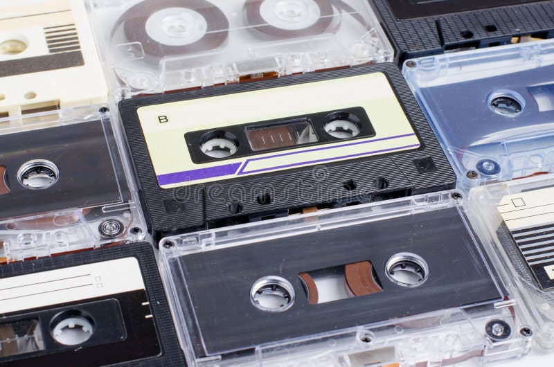 A Lot of Old Audio Cassettes. Side View Stock Photo - Image of cassette ...