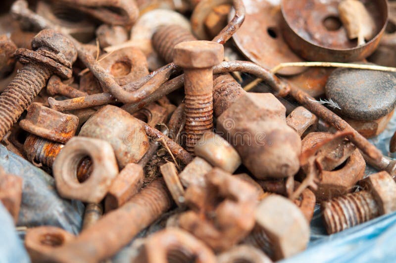 Lot of Old Rustic Screws. Selective Focus Stock Image - Image of ...