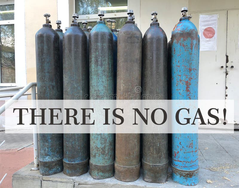 A Lot of Oxygen Cylinders and Argon Cylinders with Compressed Gas are ...