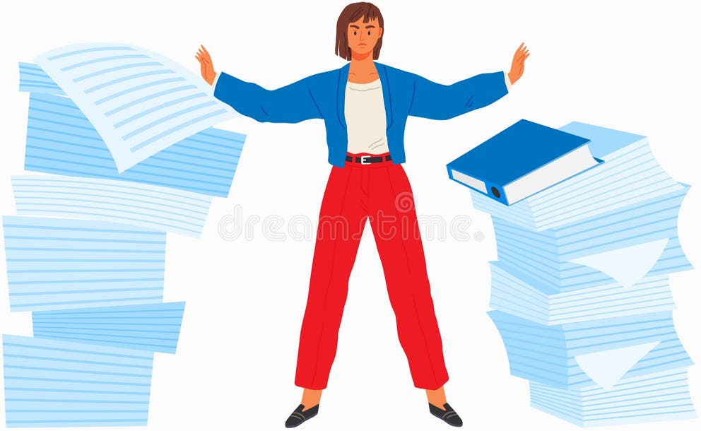 A Lot of Paper Work. Unorganized Office Work Stock Illustration ...