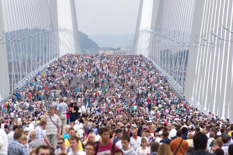 A Lot of People on the Bridge Editorial Image - Image of business ...