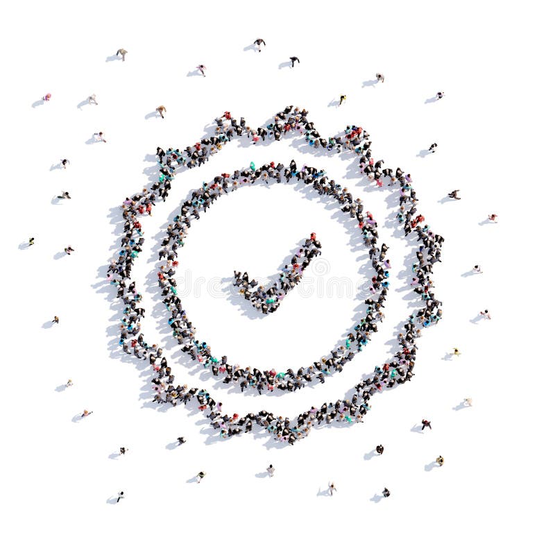 A Lot of People Form Check Marks, Icon . 3d Rendering. Stock ...