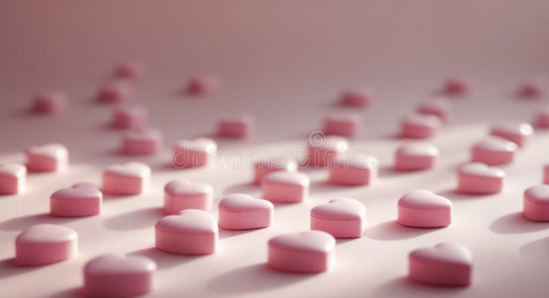 A Lot of Pink Heart Shaped Candies on a Pink Surface Stock Photo ...