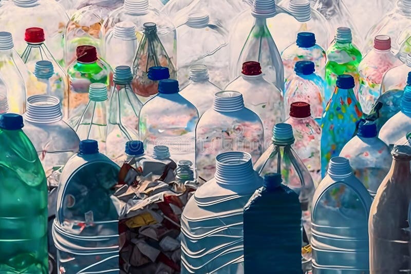 A Lot of Plastic Waste Bottles. Neural Network AI Generated Stock ...