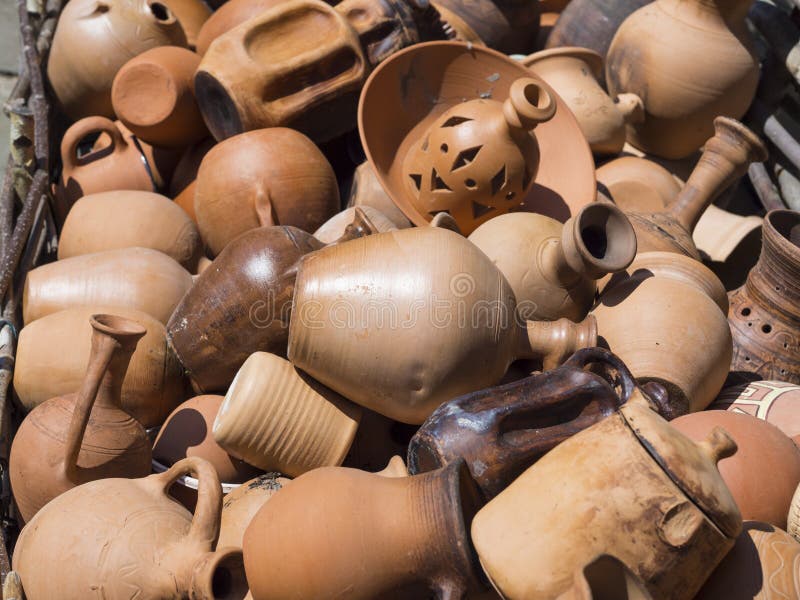 A Lot of Pottery. Different Ceramic Vases and Pots Stock Image - Image ...