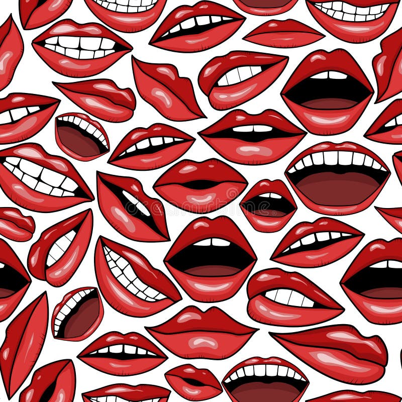 Vector Red Lips Pattern Stock Illustrations – 5,081 Vector Red Lips ...