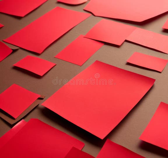 A Lot of Red Post it Notes on a Table Stock Illustration - Illustration ...